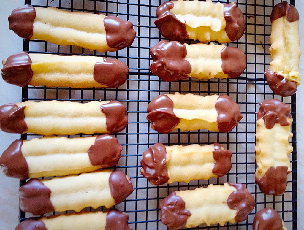 Chocolate Dipped Viennese Fingers - Feasting Is Fun