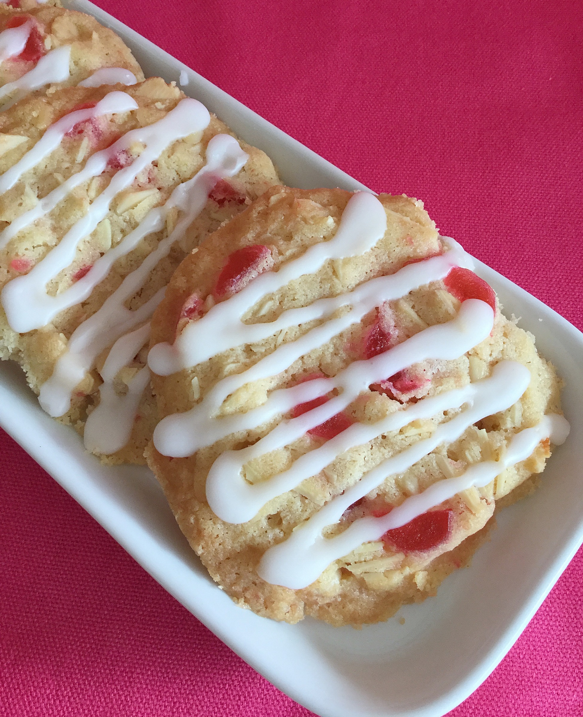 Cherry Bakewell Cookies - Feasting Is Fun