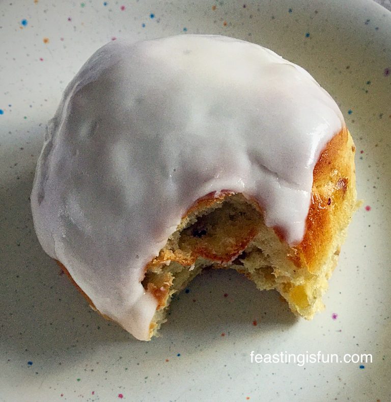 Date Ginger Iced Buns - Feasting Is Fun