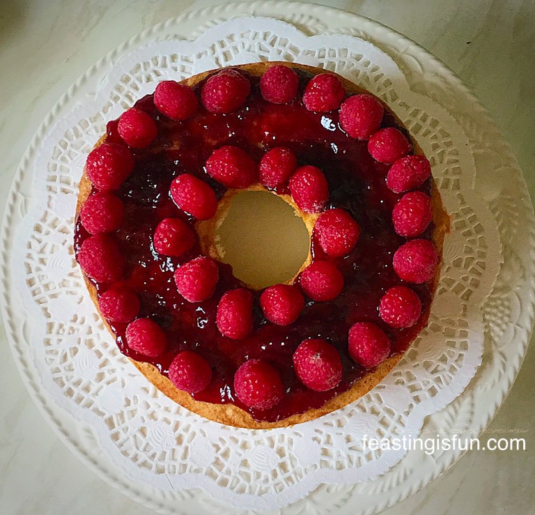 Raspberries Cream Giant Doughnut - Feasting Is Fun