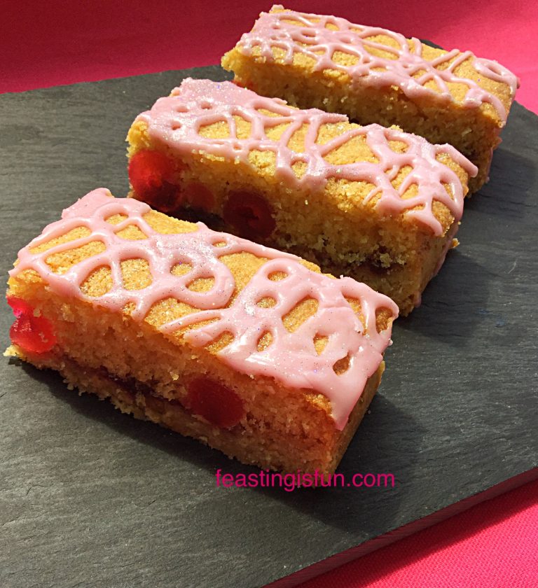 Double Cherry Drizzle Oat Bars - Feasting Is Fun