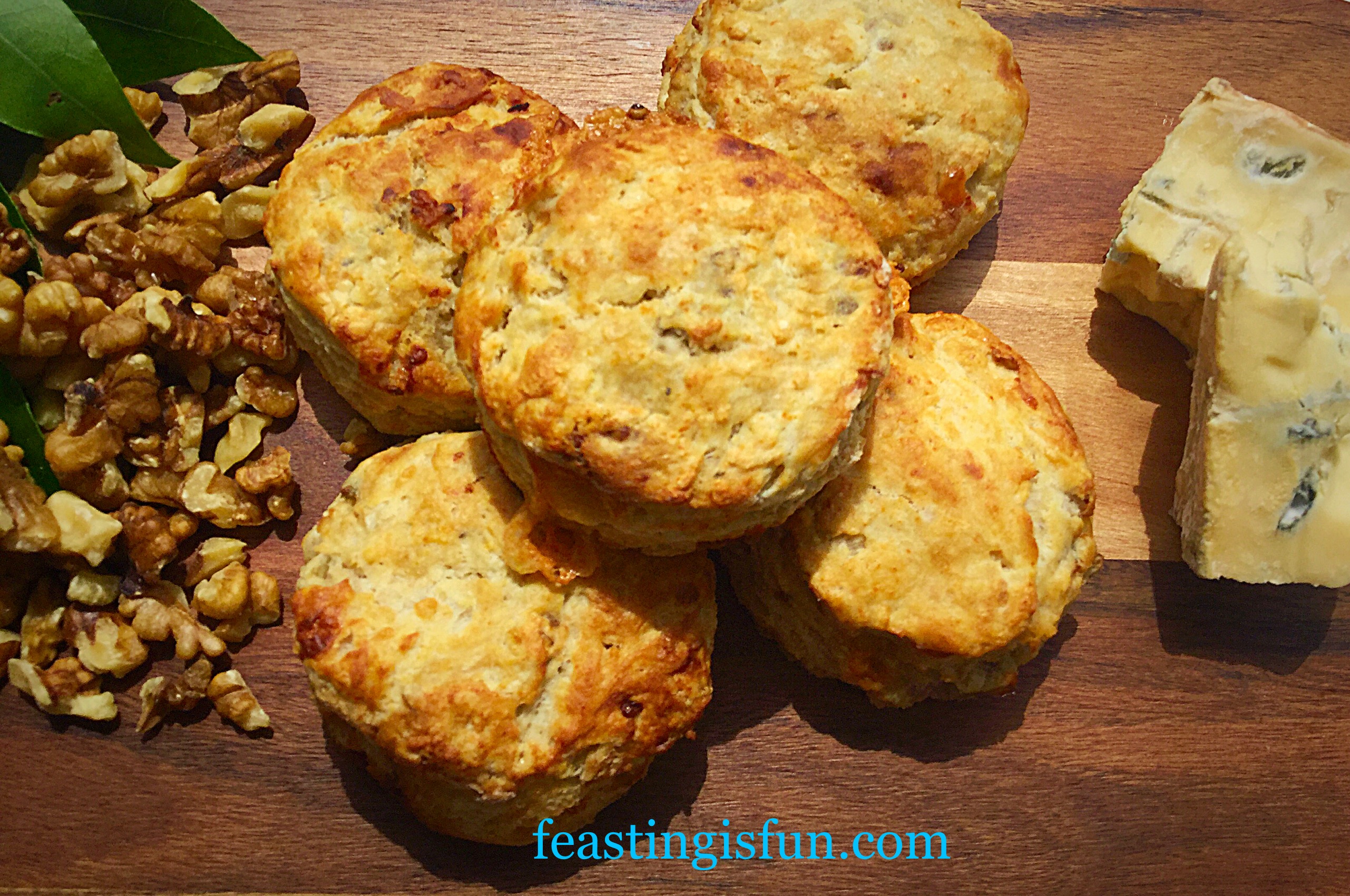 Beauvale Cheese Walnut Scones - Feasting Is Fun