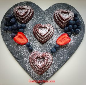 Red Velvet Mini Tiered Heart Cakes - Feasting Is Fun