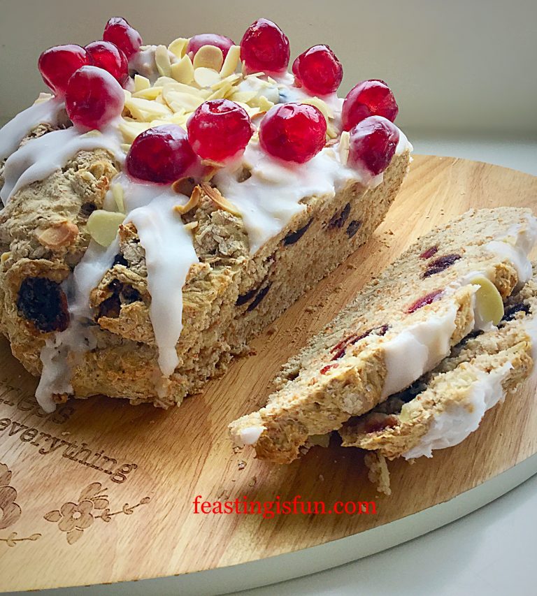 Cherry Bakewell Soda Bread - Feasting Is Fun
