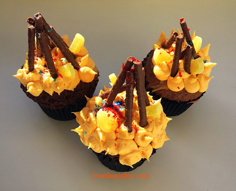 Marbled Chocolate Orange Bonfire Cupcakes - Feasting Is Fun