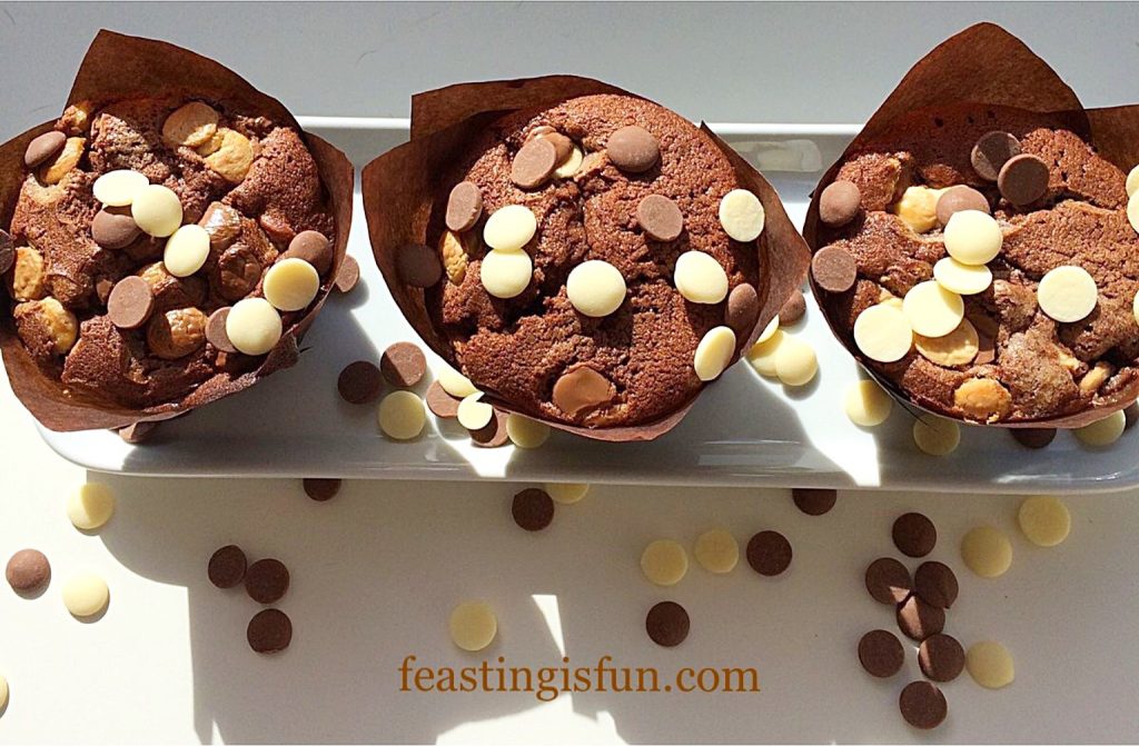 Raspberry White Chocolate Chip Muffins - Feasting Is Fun