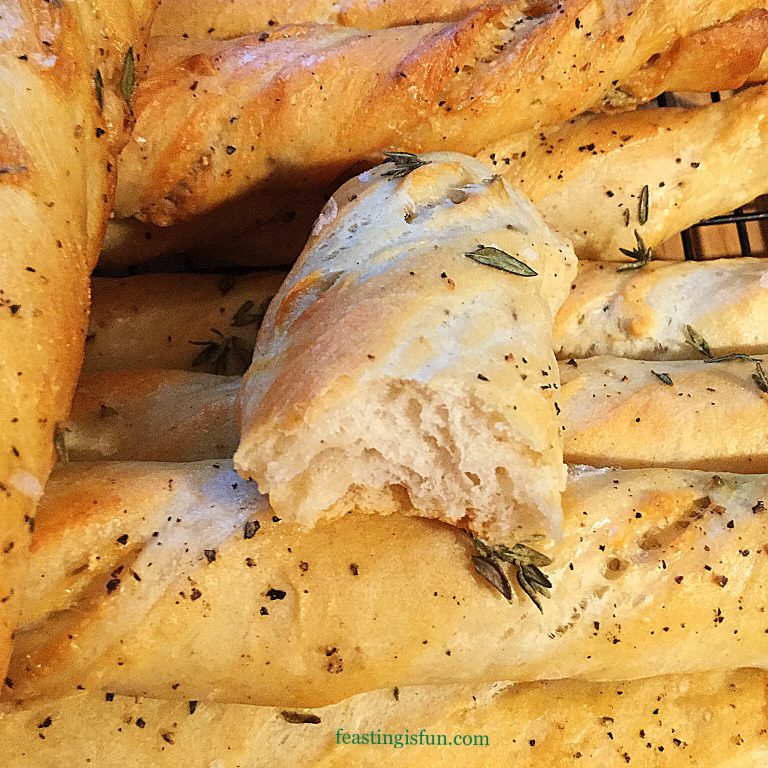 Cheddar Cheese Thyme Soft Breadsticks - Feasting Is Fun