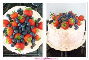 Summer Mixed Berry Sponge Cake - Feasting Is Fun