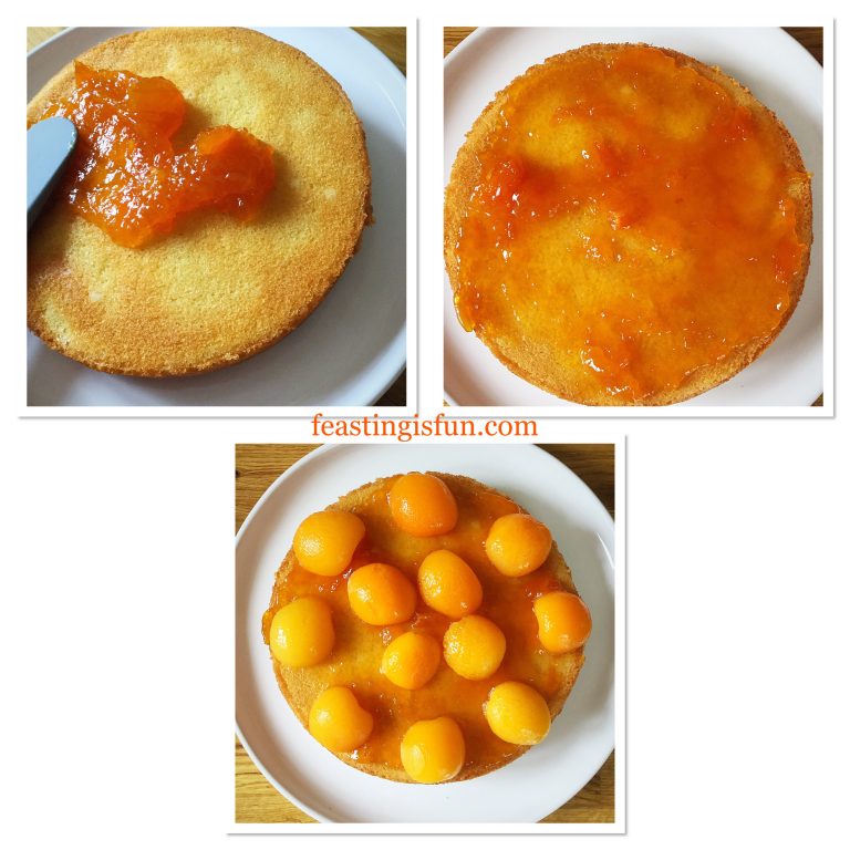 Apricot White Chocolate Triple Sponge Cake - Feasting Is Fun